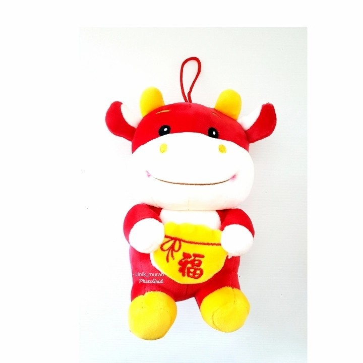 Jual Boneka Kerbau Merah pegang Yenbao Lucky 1's | Shopee Indonesia