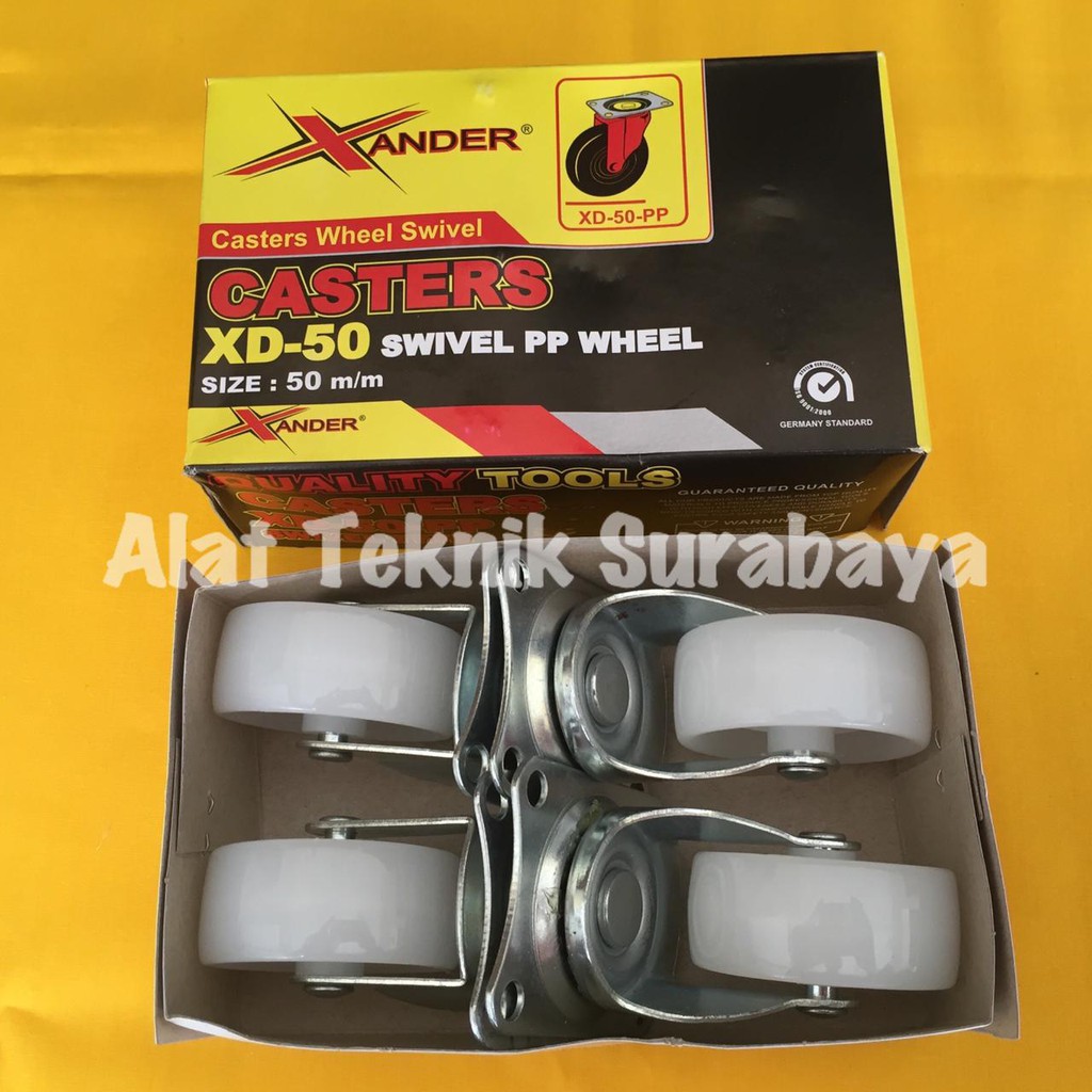 Jual ISI 4 PCS RODA NYLON XANDER 1 SET XD-50 PP 2" INCH / GEPENG KASTOR / CASTER / CASTOR RUBBER ...