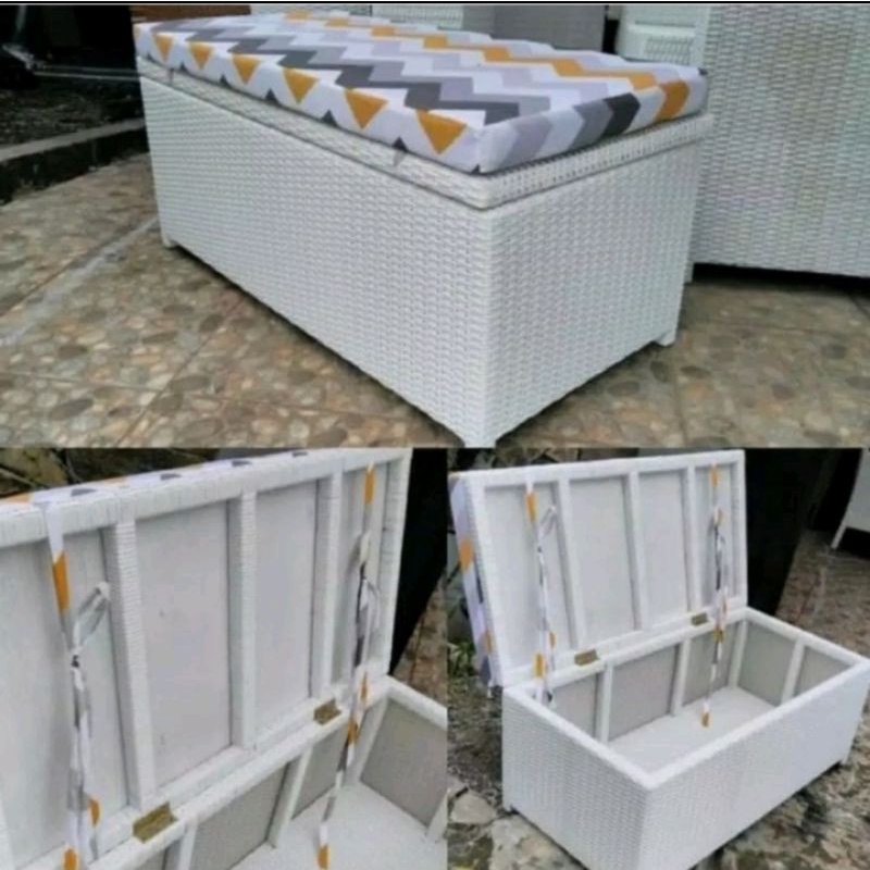 Jual (ready stock) kursi box peti rotan sintetis bisa buat penyimpanan ...