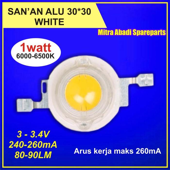 Jual HPL 1W / High Power LED 1 Watt 30X30 Saman White Casing Aluminium ...
