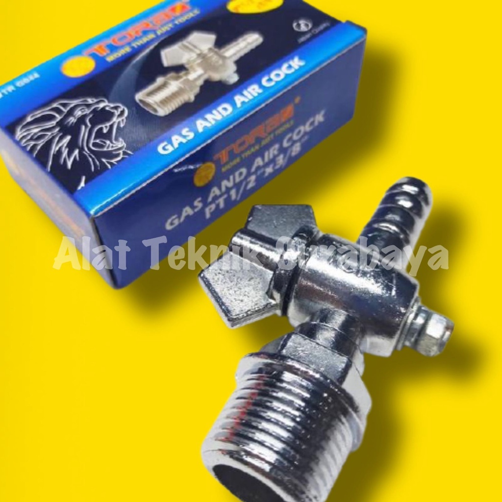 Jual KRAN GAS & ANGIN / STOP KERAN GAS & AIR COCK TORA 1/2" INCH X PT 3 ...