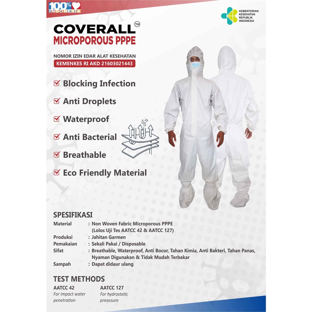 Jual apd hazmat coverall microporous non seal | Shopee Indonesia