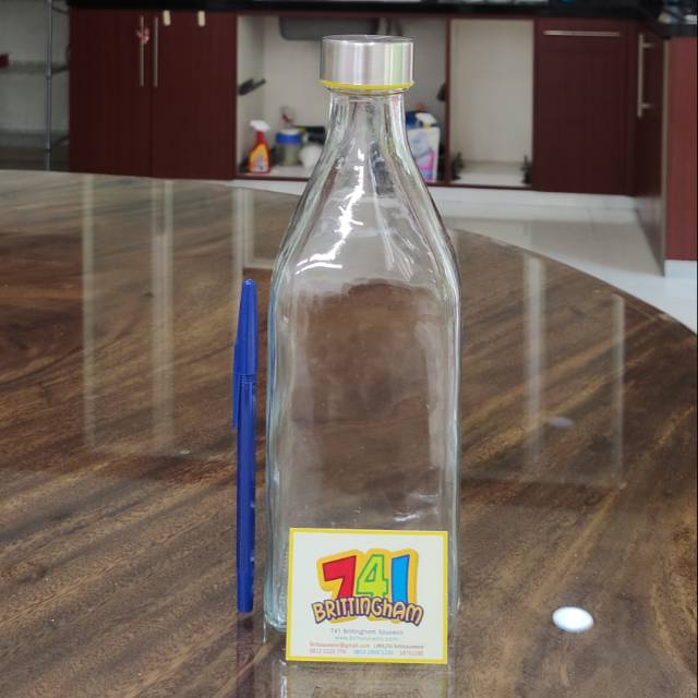 Jual Botol Kaca Segi 1.1 Liter/ Botol Segi Kaca Polos/ Botol Sirup ...