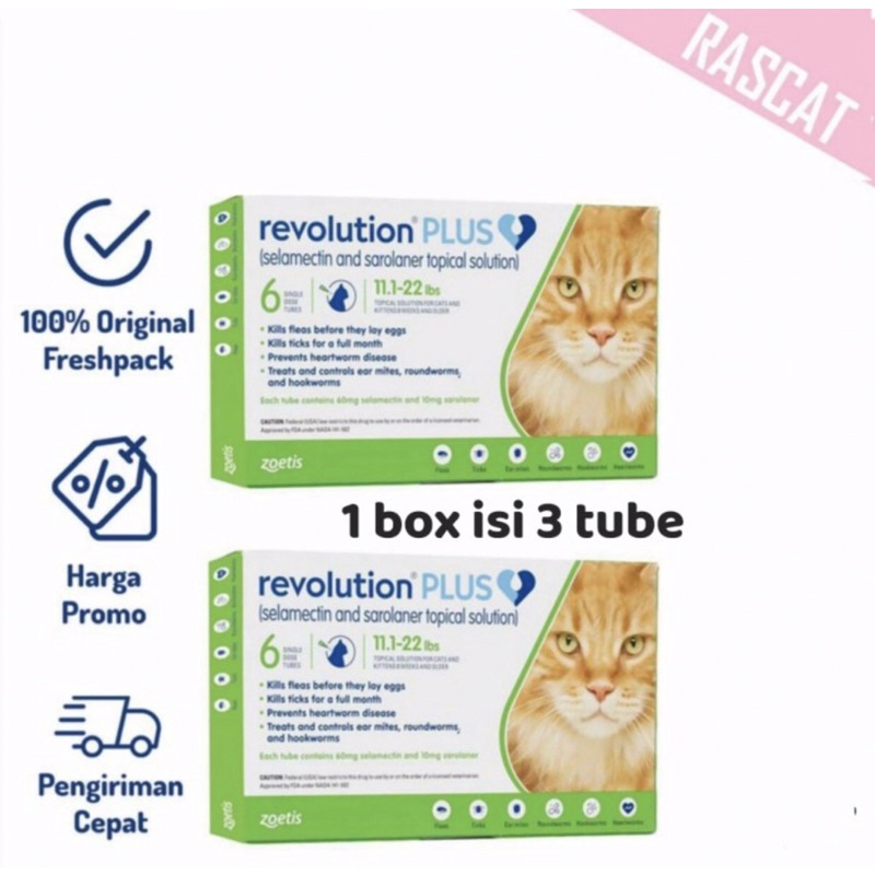 Jual Revolution Cat Plus Green / Berat 5 - 10 Kg / Obat Kutu Kucing 1 ...