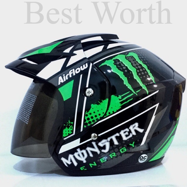 Jual Helm motor motif monster energy takira sni warna hitam | Shopee ...