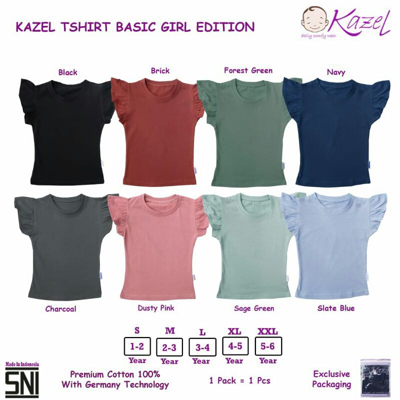 Jual Kazel Tshirt Basic Girl Edition 0-5Thn (1Pcs) | Shopee Indonesia
