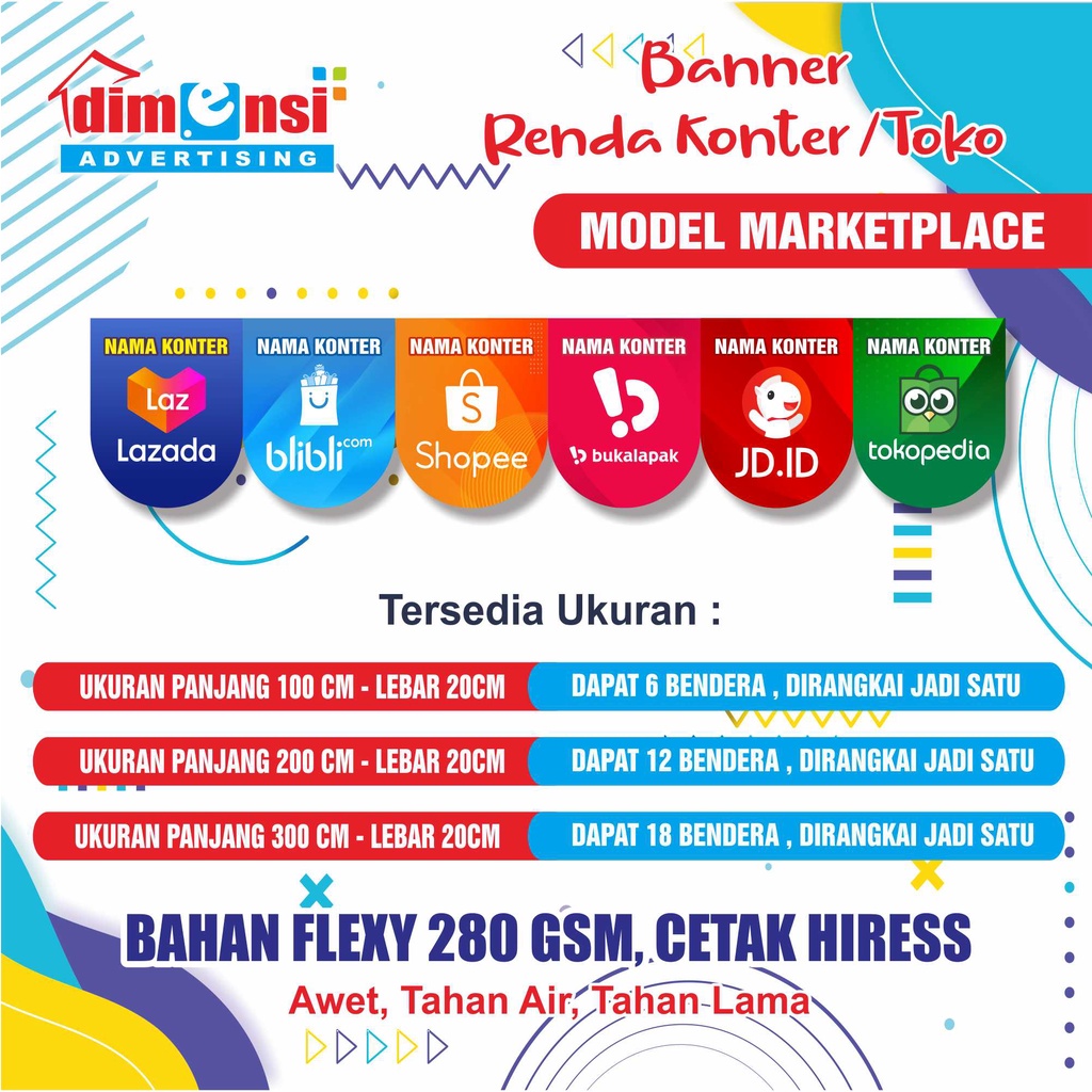 Jual Banner Renda Konter Murah / Flag Banner Murah / Spanduk Renda Konter - DIMENSI ADV | Shopee ...