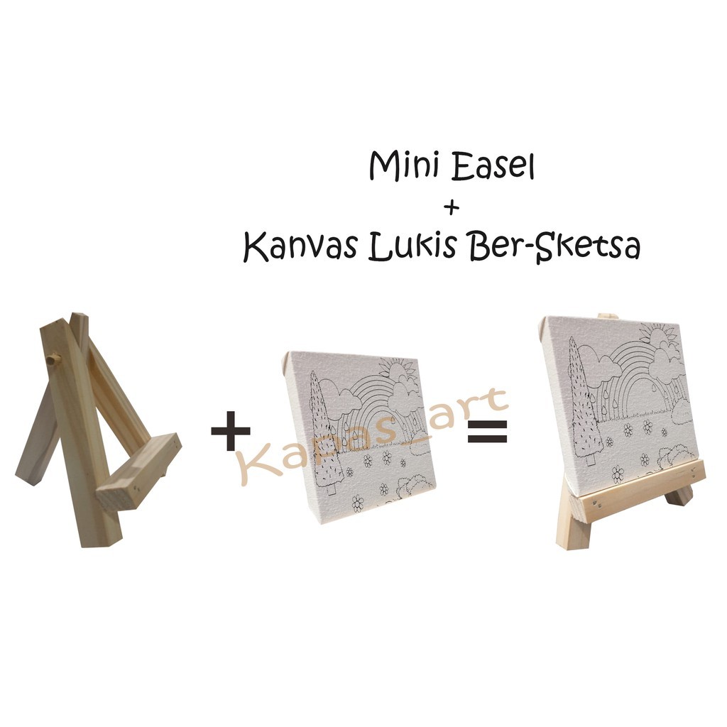 Jual Kanvas Lukis Sketsa Gambar Mini + Display Easel 10x10cm Siap Pakai ...