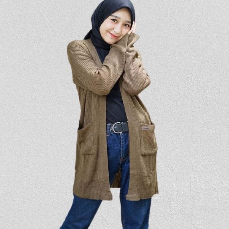 Jual [ COD]LONG BELLE CARDIGAN || CARDY BELLE SAKU || LONG CARDY RAJUT | Shopee Indonesia