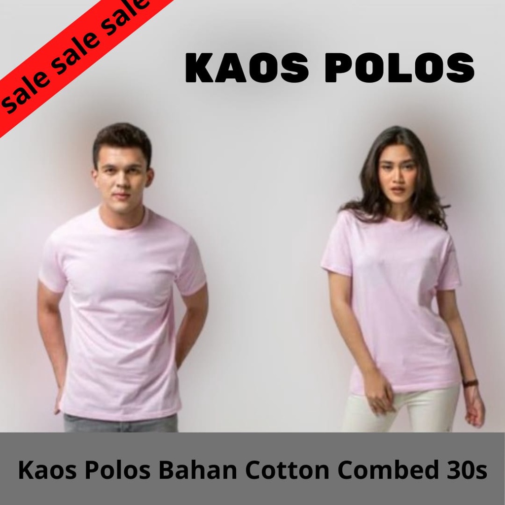Jual Tshirt polos cewe ( kaos tangan pendek ) warna pink light pink bahan cotton combed 30s ...