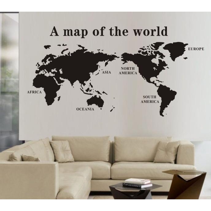 Jual wall sticker dinding wall decal stiker vynil world map peta dunia ...