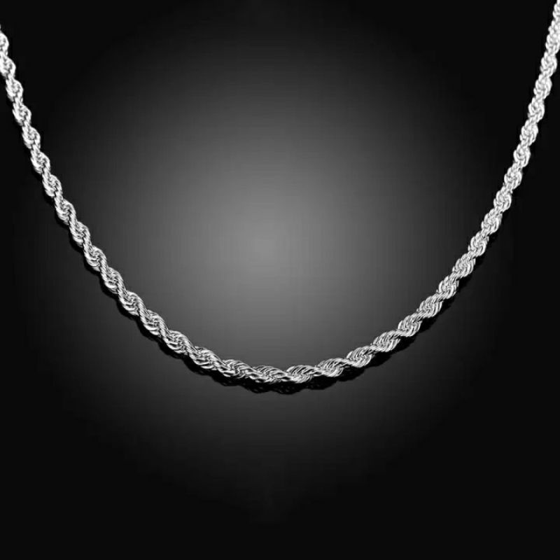 Jual Tali Kalung Rantai Silver 5 Jenis / Plain Necklace Chain Bamboo ...