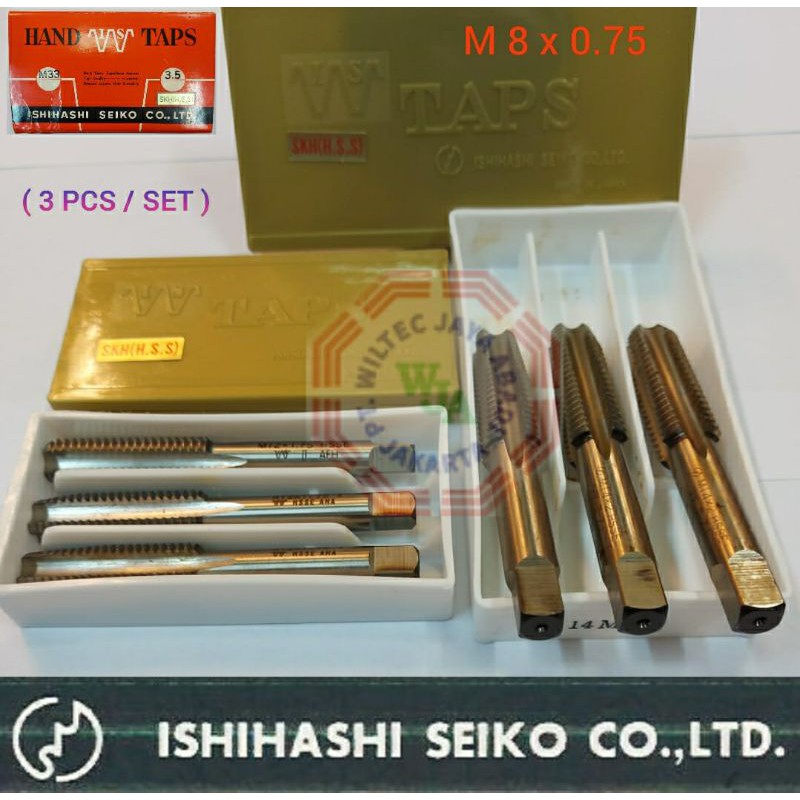 Jual Hand Tap M8 x 0.75 HSS Merek ISHIHASHI SEIKO (Japan) | Shopee ...