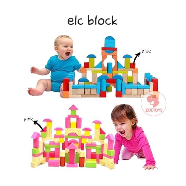 Jual Zoetoys ELC Block | Brick 100pcs Mainan Balok Balokan Susun Kayu ...