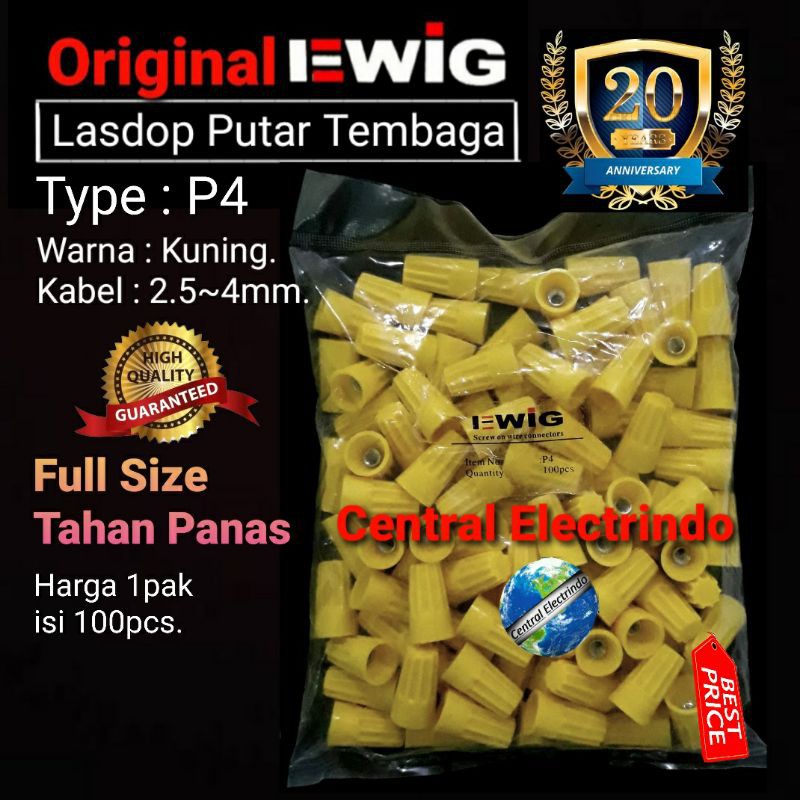 Jual Lasdop Ewig P4 Yellow (2.5~4mm) Screw On Wire. | Shopee Indonesia