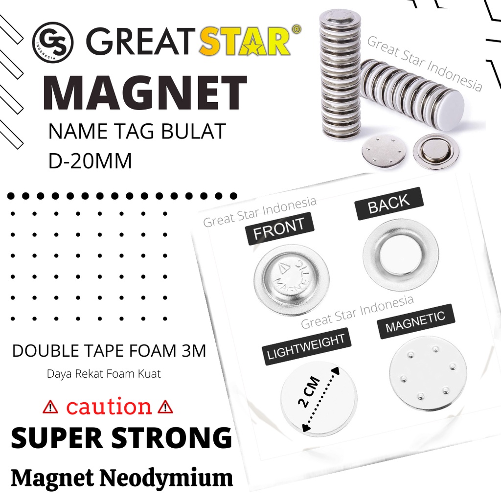 Jual Magnet Bulat Magnet Pin Tag Lencana 20mm | Shopee Indonesia