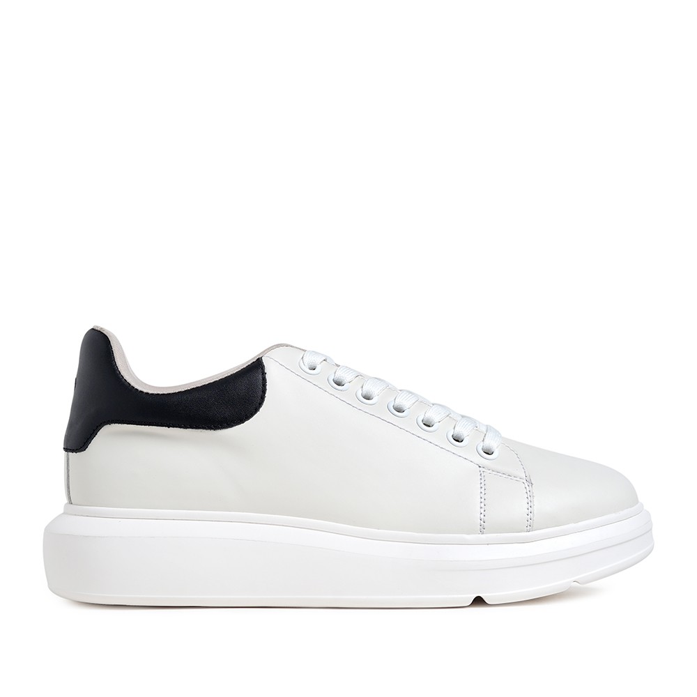 Jual Prabu - Sepatu Sneakers Kulit Pria Andra White Black Putih Hitam ...