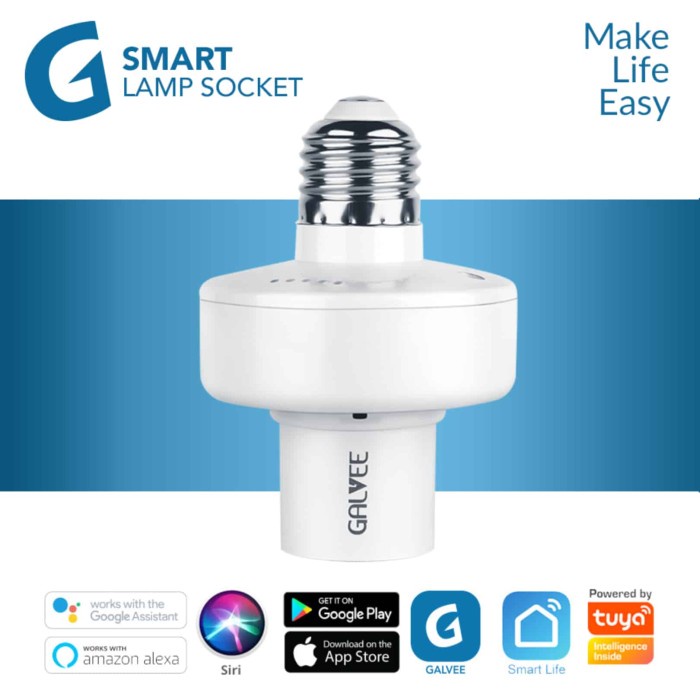Jual GALVEE Smart Lamp Socket E27 Slampher/Fitting Lampu Wifi Wireless ...