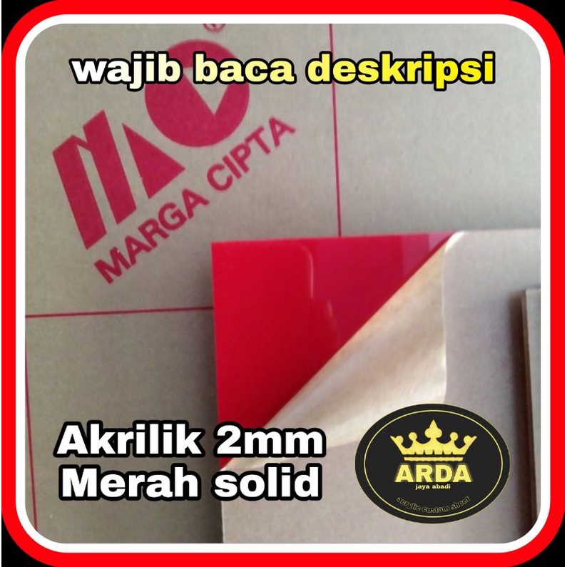 Jual Akrilik 2mm merah solid lembaran custom size/akrilik custom ...