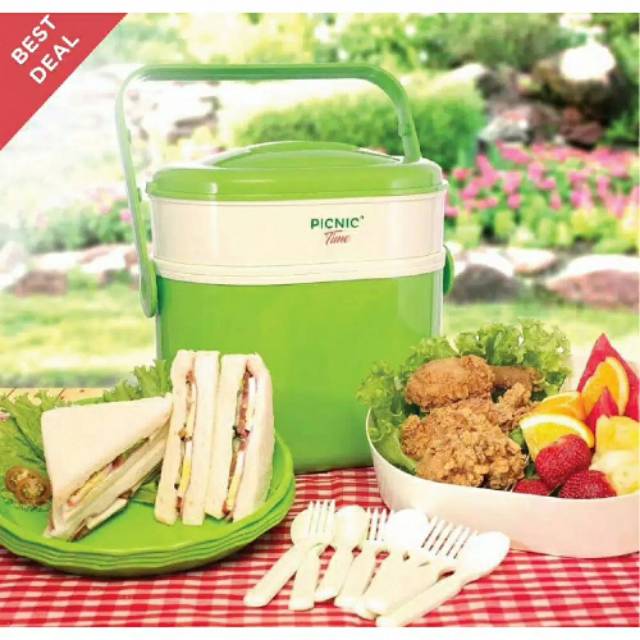 Jual Rantang 3 susun plastik besar Picnic Time Hamper Set | Shopee ...