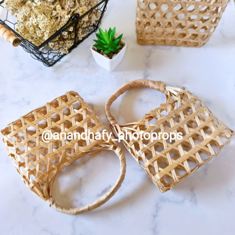 Jual KERANJANG BAMBU MINI TAS ANYAMAN MINI KECIL HAMPERS PARCEL LEBARAN SOUVENIR KERAJINAN BAMBU ...