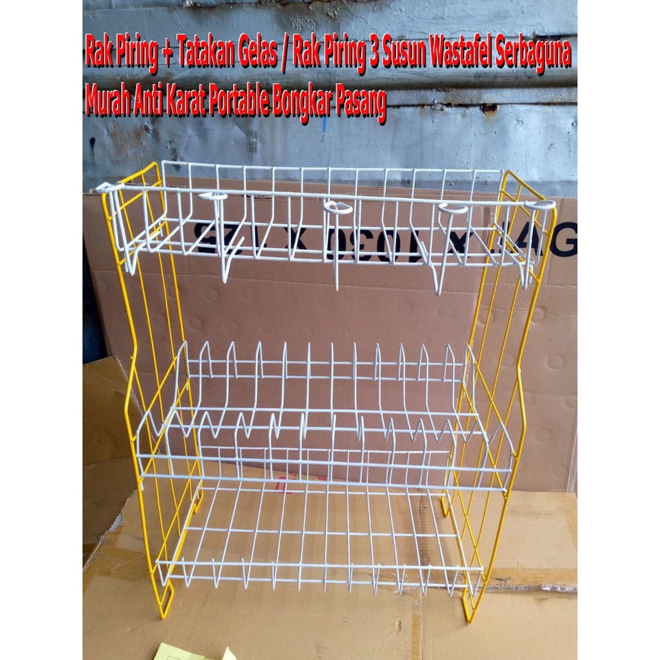 Jual Rak Piring + Tatakan Gelas / Rak Piring 3 Susun Wastafel Serbaguna ...