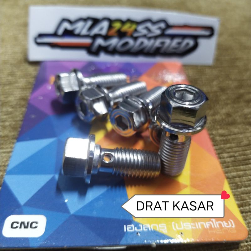 Jual baut nepel neple banjo kaliper dua kunci 2 drat kasar dan halus hexagon 2 kunci Heng ...