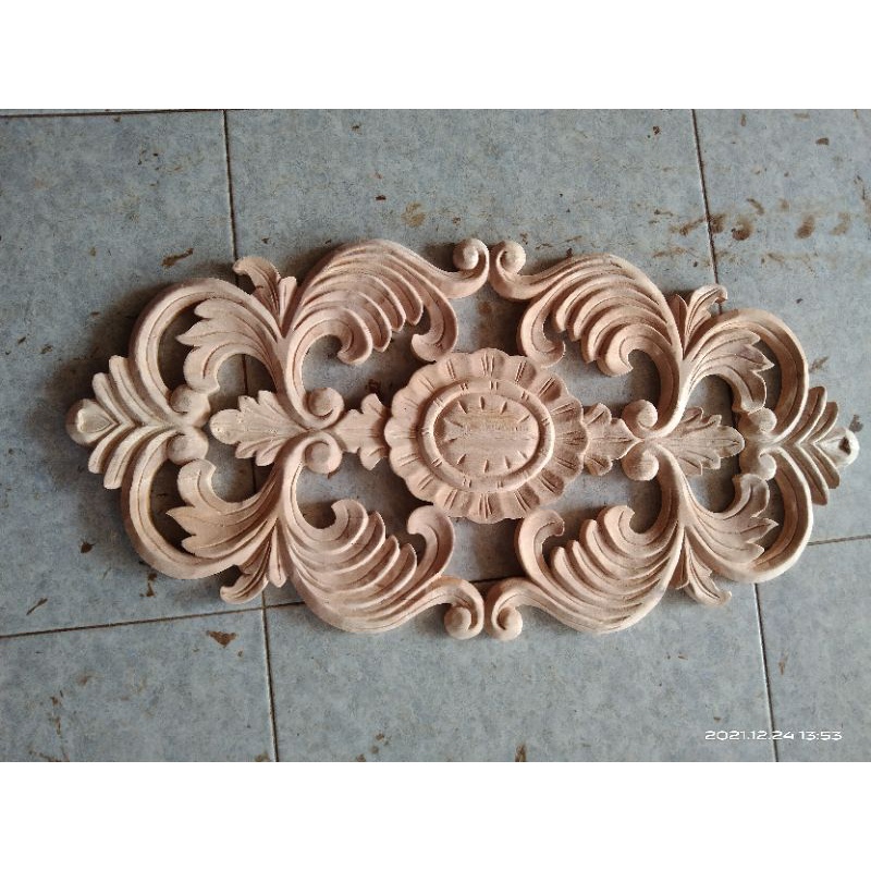 Jual Populer Ukiran Tempel 59cm x 21cm ornamen kayu Ukir | Shopee Indonesia