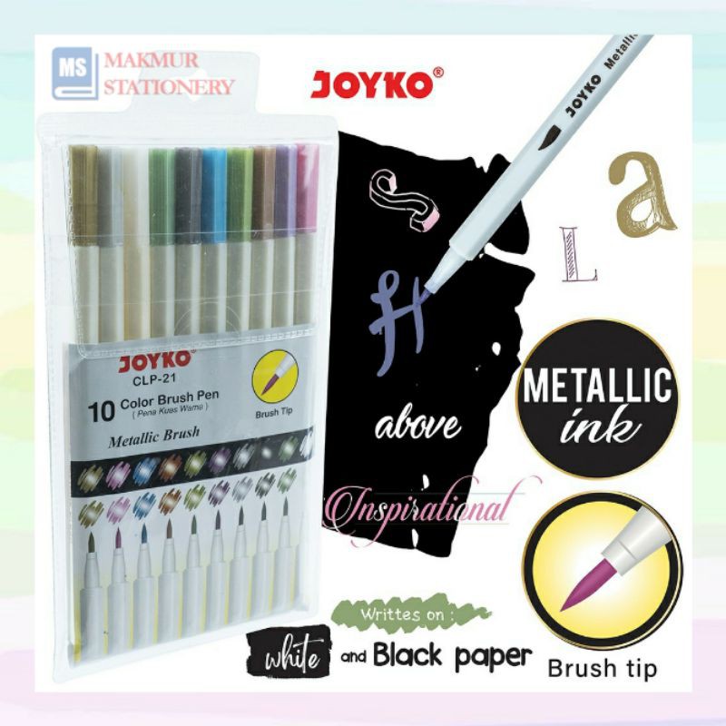 Jual Metallic Color Pen Joyko 12 Warna CLP-21 | Shopee Indonesia