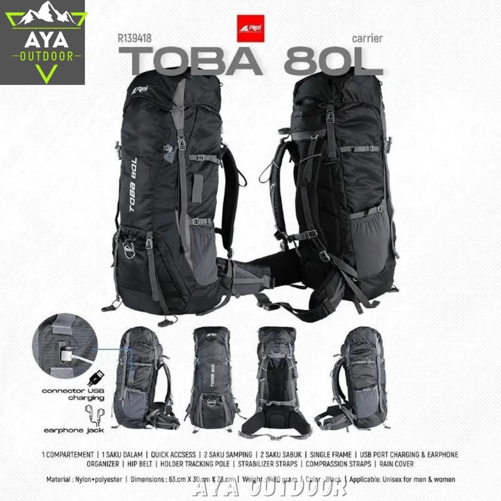 Jual TAS RANSEL CARRIER AREI TOBA 80 LITER ORIGINAL HIKING GUNUNG ...