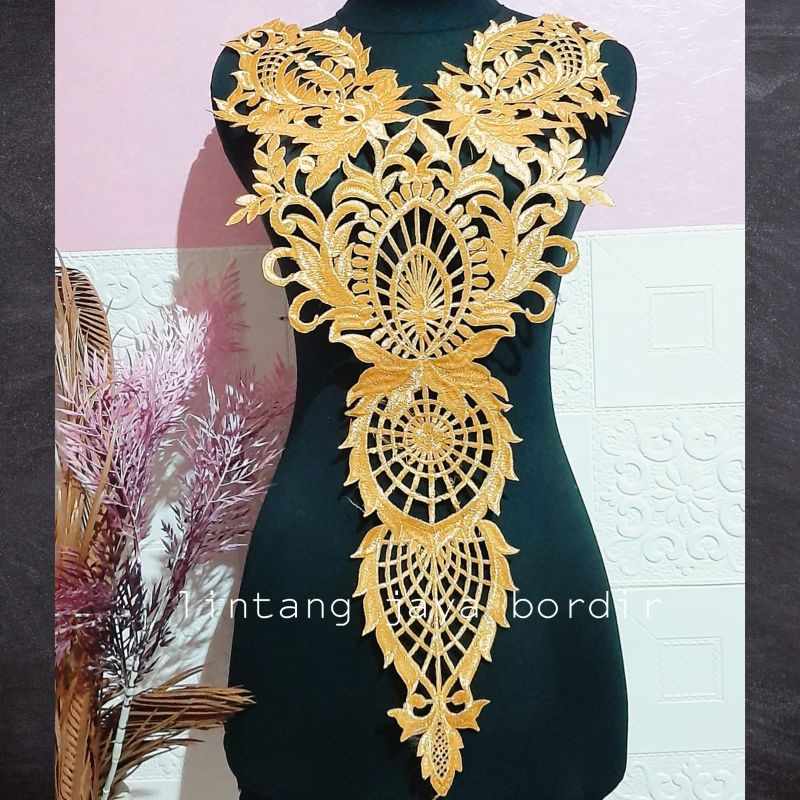 Jual bordir aplikasi dada gaun modern/kebaya/kaftan | Shopee Indonesia