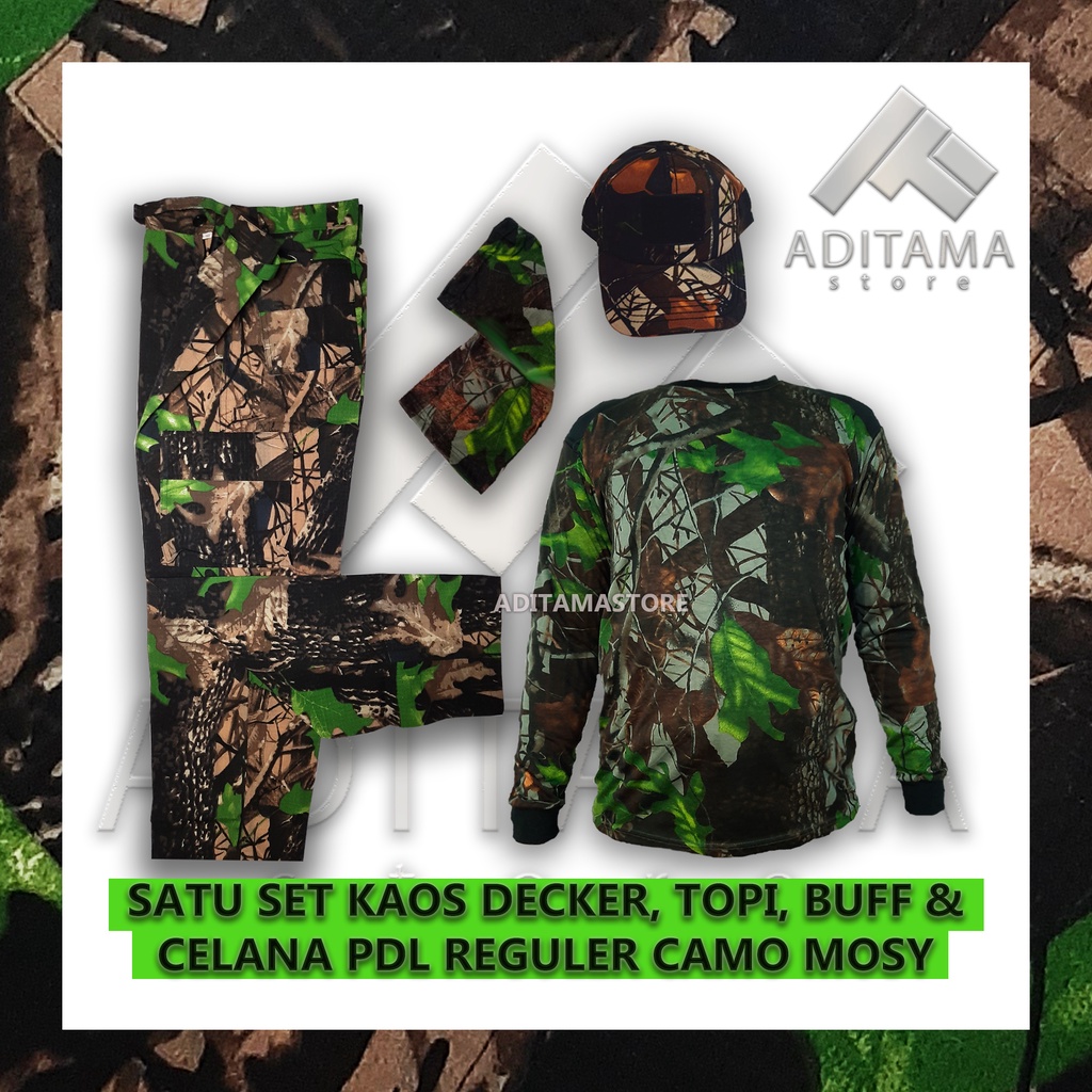 Jual SATU SET SETELAN SERAGAM BAJU KAOS DECKER HOODIE TOPI BUFF CELANA PDL HIJAU KAMUFLASE CAMO ...
