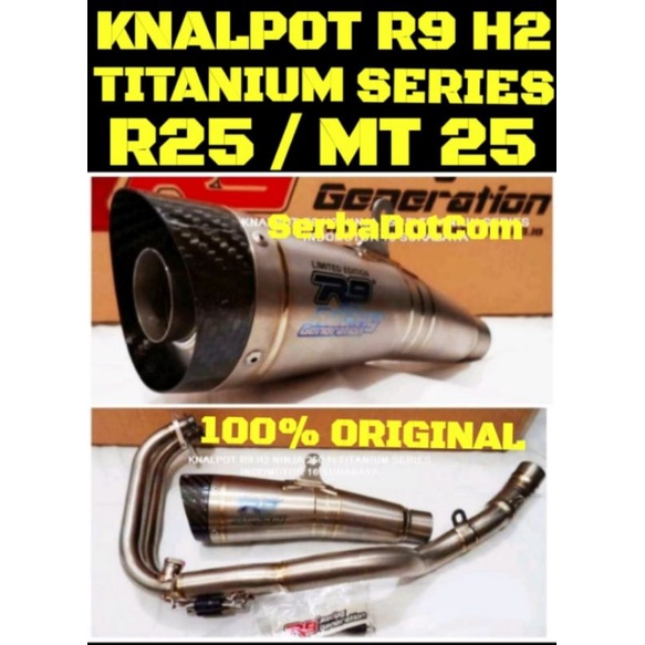 Jual KNALPOT R9 H2 TITANIUM SERIES R25 MT25 ORIGINAL FULL SYSTEM not ...