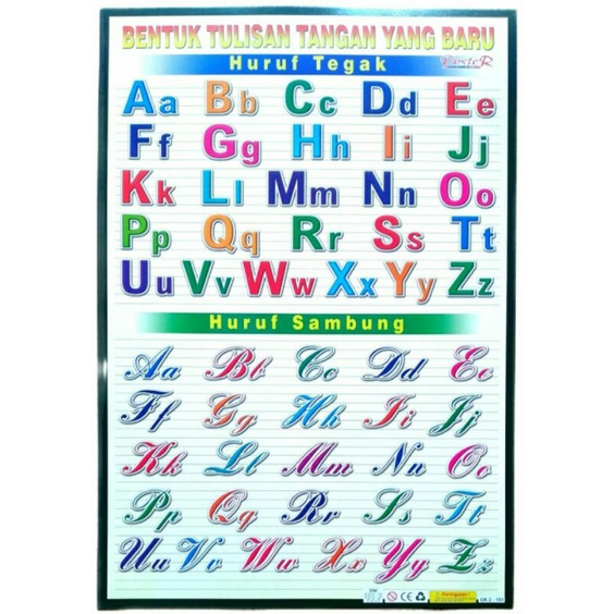 Jual POSTER ANAK EDUKASI BENTUK TULISAN HURUF TEGAK/HURUF SAMBUNG ...