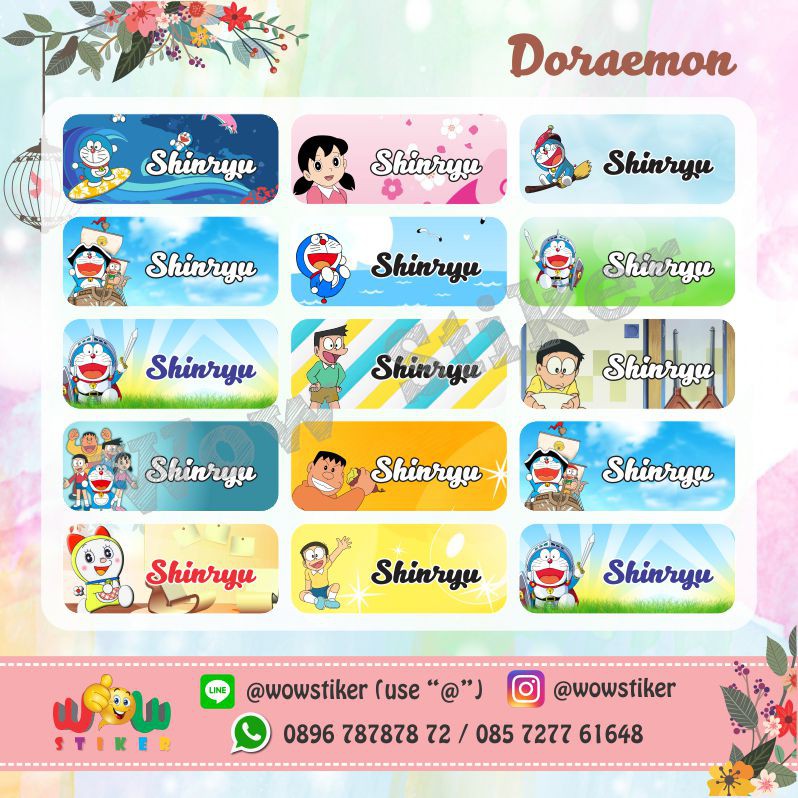 Jual Stiker / Sticker Label Nama Anak Waterproof Doraemon | Shopee ...