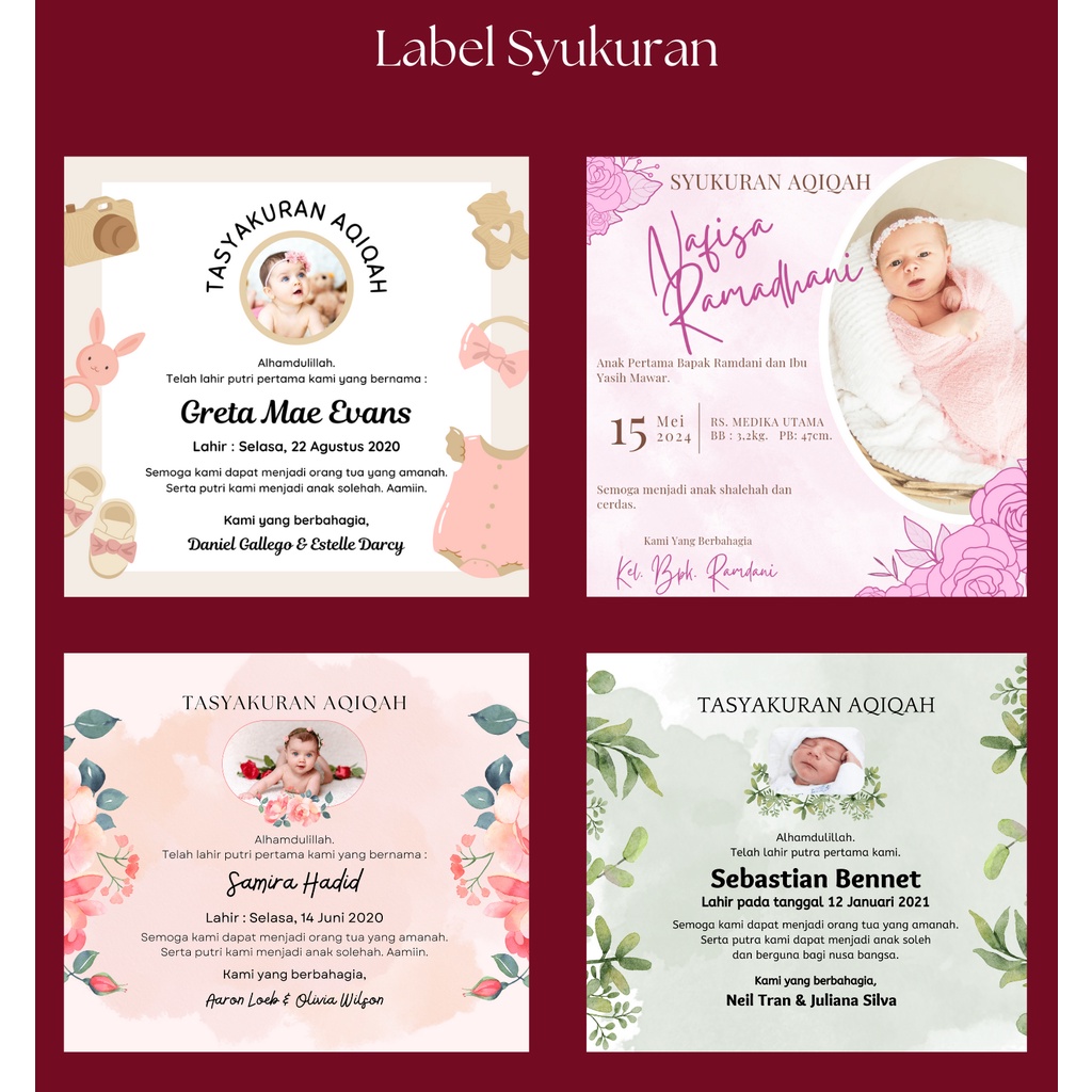Jual Label Syukuran / Kartu Syukuran / Kartu Aqiqah / Stiker Syukuran ...
