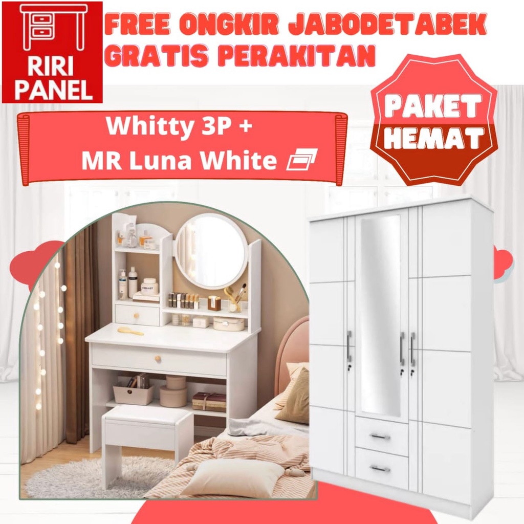 Jual GRATIS ONGKIR + RAKIT Paket Hemat-06 Furniture Ruang Kamar Lemari Pakaian 3Pintu BW008 dan ...