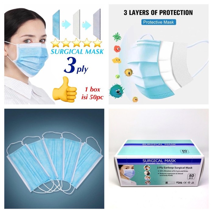 Jual SALE!!MaSKeR 3 PLY isi 50pc / MASKER 3PLY isi 50pcs / DISPOSABLE ...