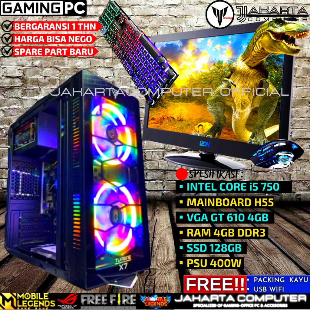 Jual Pc Gaming Fullset i5 VGA GT 610 4GB RAM 4GB SSD 120GB Monitor 19 ...