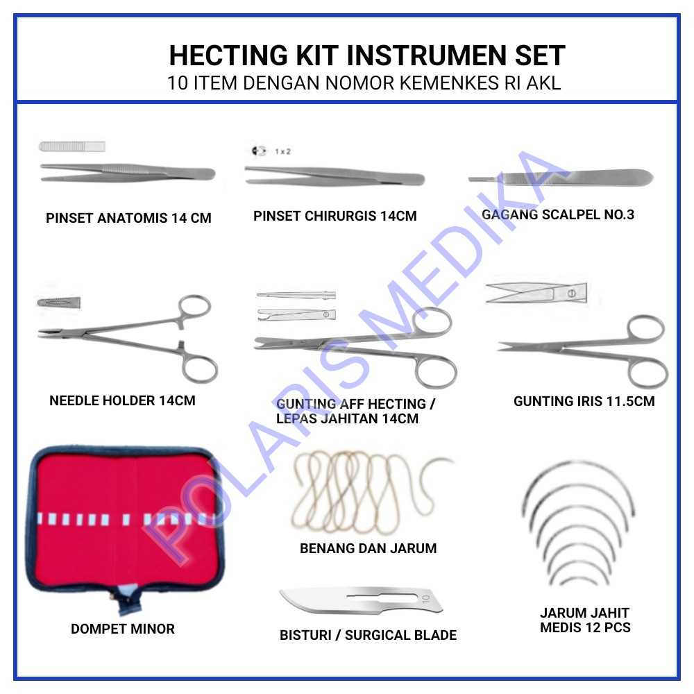 Jual HECTING KIT INSTRUMEN SET / HEKTING SET / MINOR SUTURE SET ...