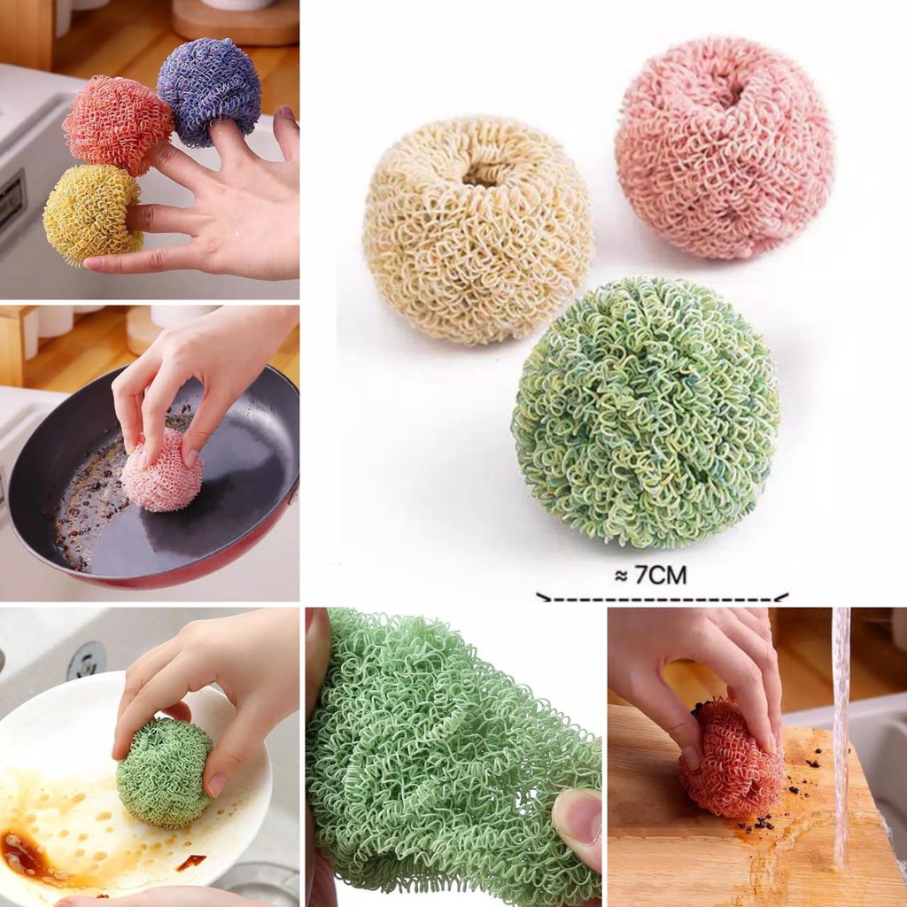 Jual Spons Bola Anti Gores Sabut Cuci Piring Serat Fiber Polyester ...