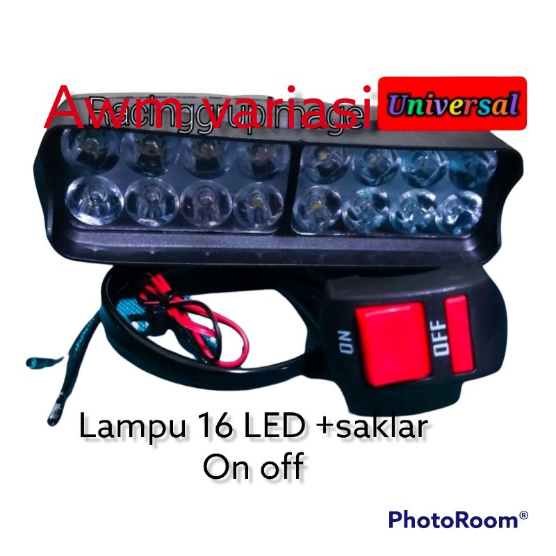 Jual lampu sorot 16 LED lampu tembak 16 mata dan saklar on off penjepit ...
