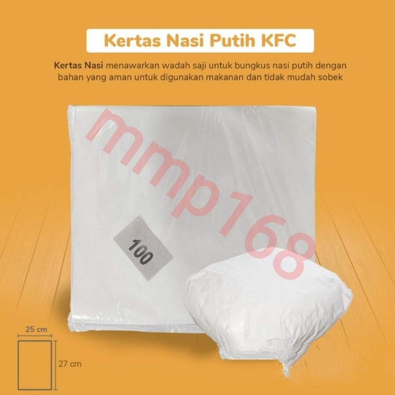 Jual Kertas Nasi Putih KFC 25 x 27 Kertas Bungkus Burger isi 100lembar ...