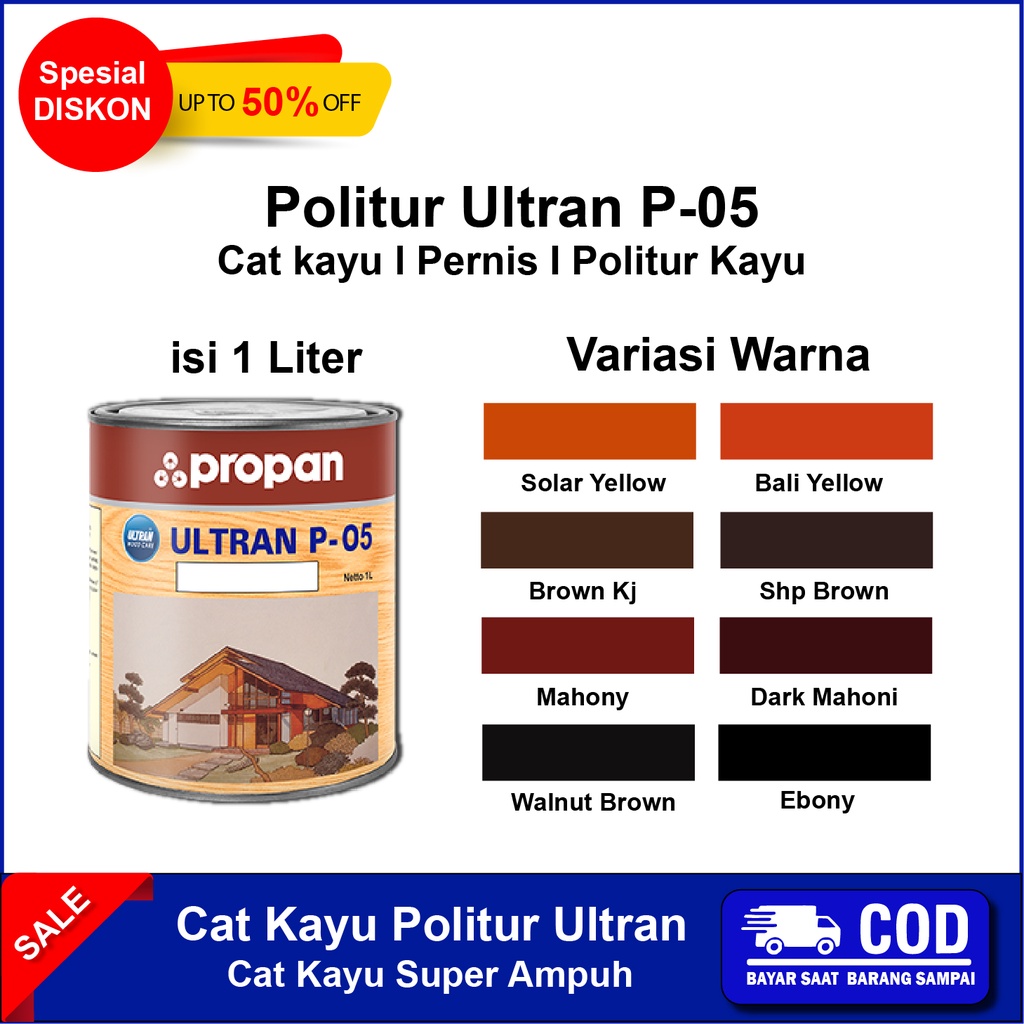 Jual Propan P-05 Ultran: Cat Politur Kayu 1 Liter dengan Kilap Super ...