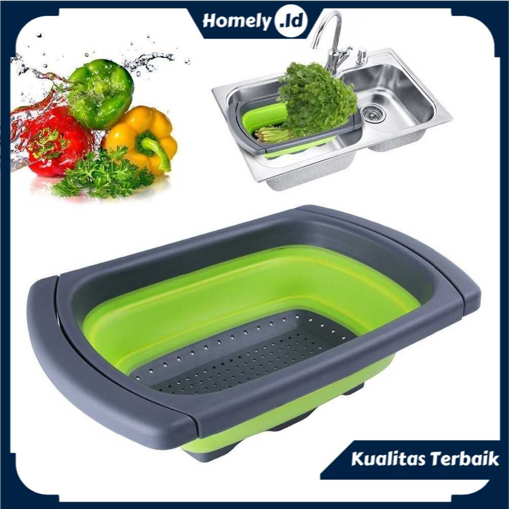 Jual Rak Bak Cuci Sayur Buah Lipat Silicone Wadah Ember Saringan Tempat ...