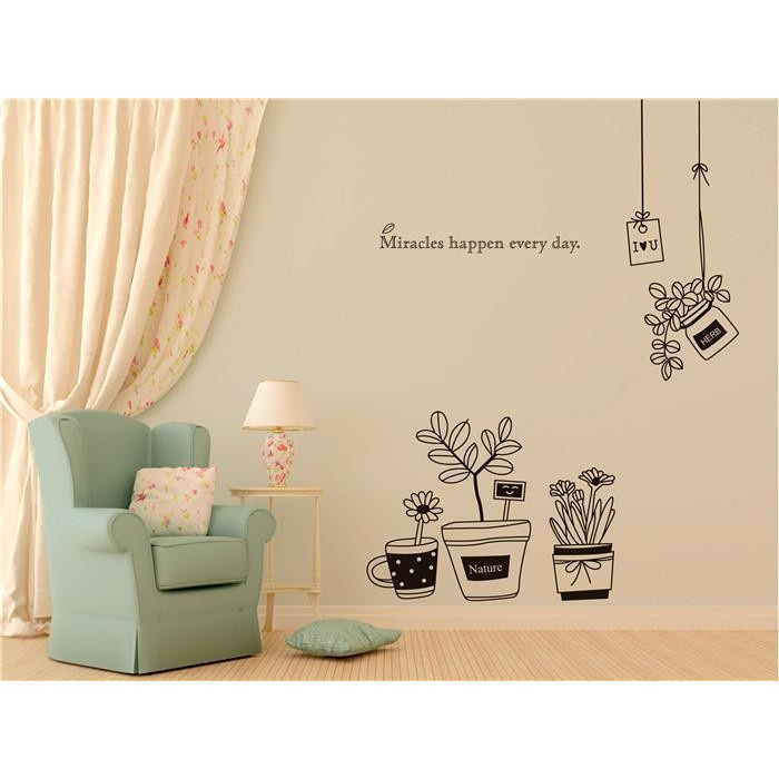 Jual METH JM8361 BLACK PLANT WALLSTICKER 50X70 WALLSTIKER STIKER ...