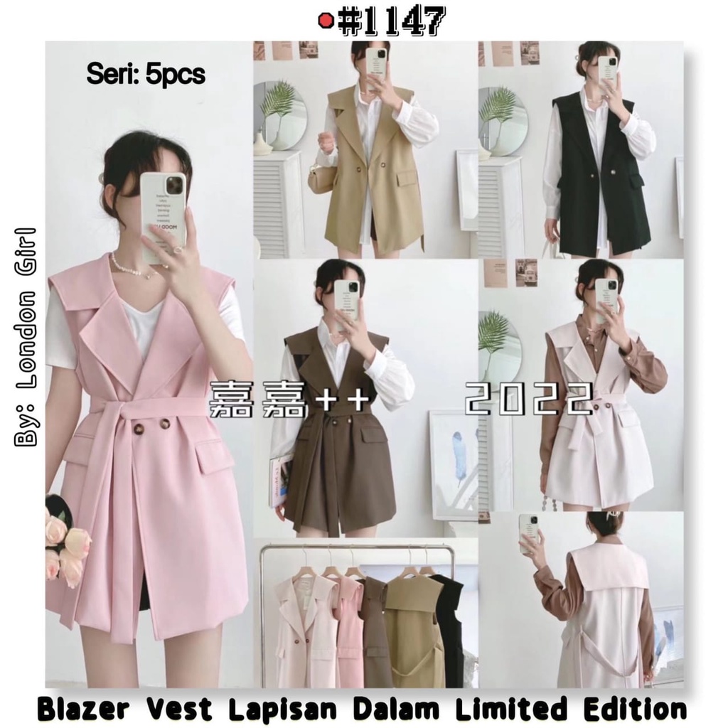 Jual Blazer Rompi Wanita Import Formal Premium Tanpa Lengan 1121-1 1142 ...