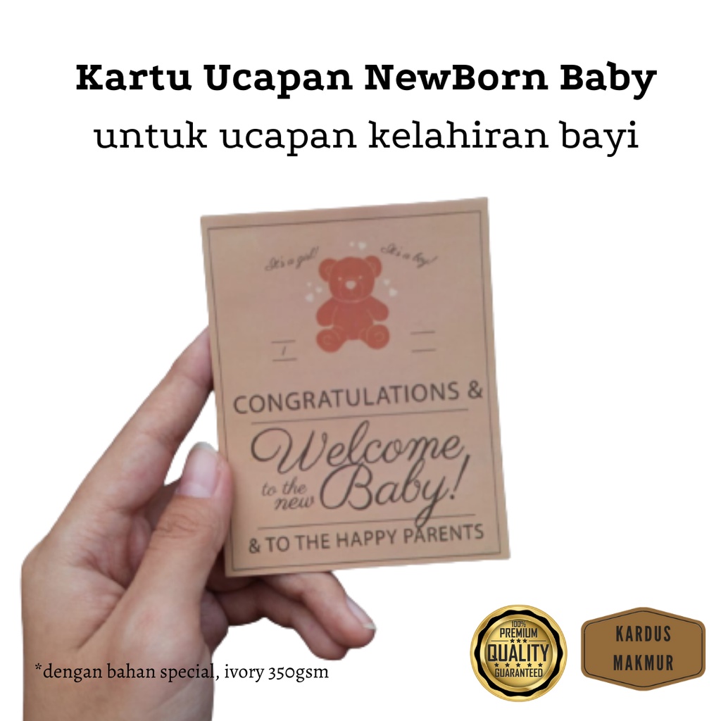Jual Greeting card lucu welcome baby born untuk kartu ucapan kelahiran bayi cewek / cowok ...