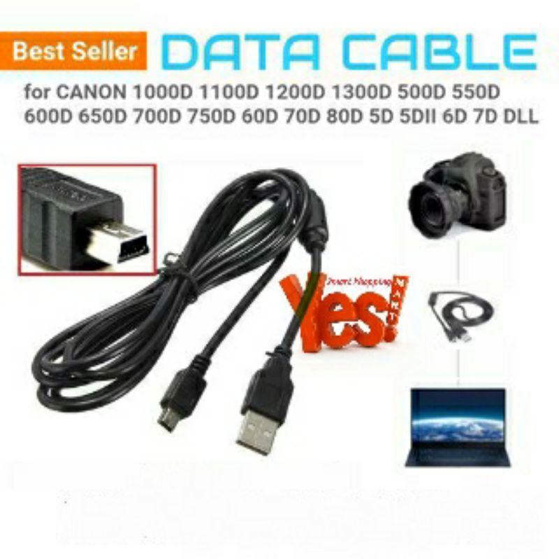 Jual Kabel USB / Data for Kamera Canon 1100D 1200D 650D 750D 800D 2000D ...