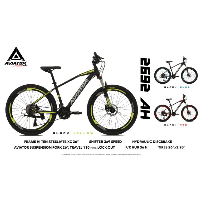 Jual Sepeda Gunung MTB 26" Aviator AH HD VT 3X9 SPEED REM HIDROLIK ...